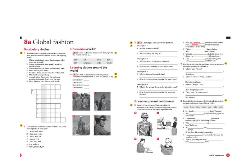 214 WB Unit 8a Present Continuous + Clothes Vocab 2 | PDF