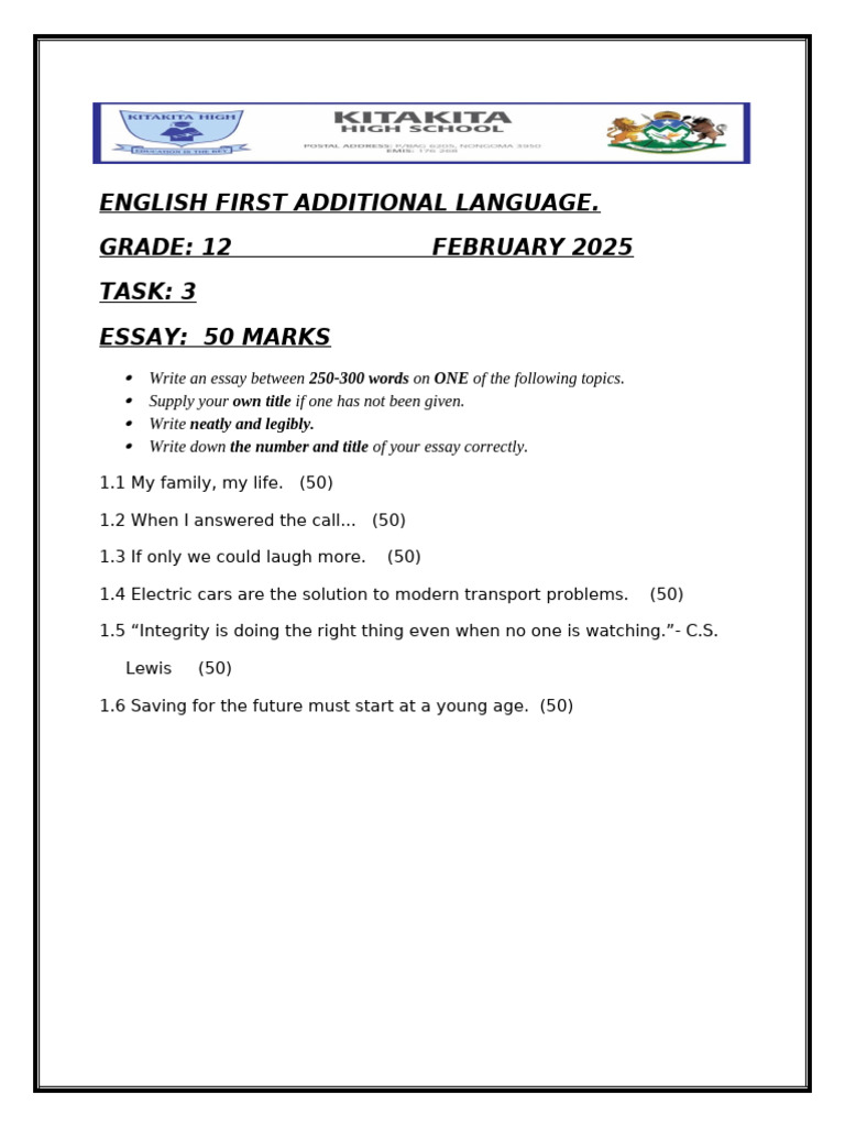 GRADE 12 Task 3 2025docx (Autosaved) - 1 | PDF