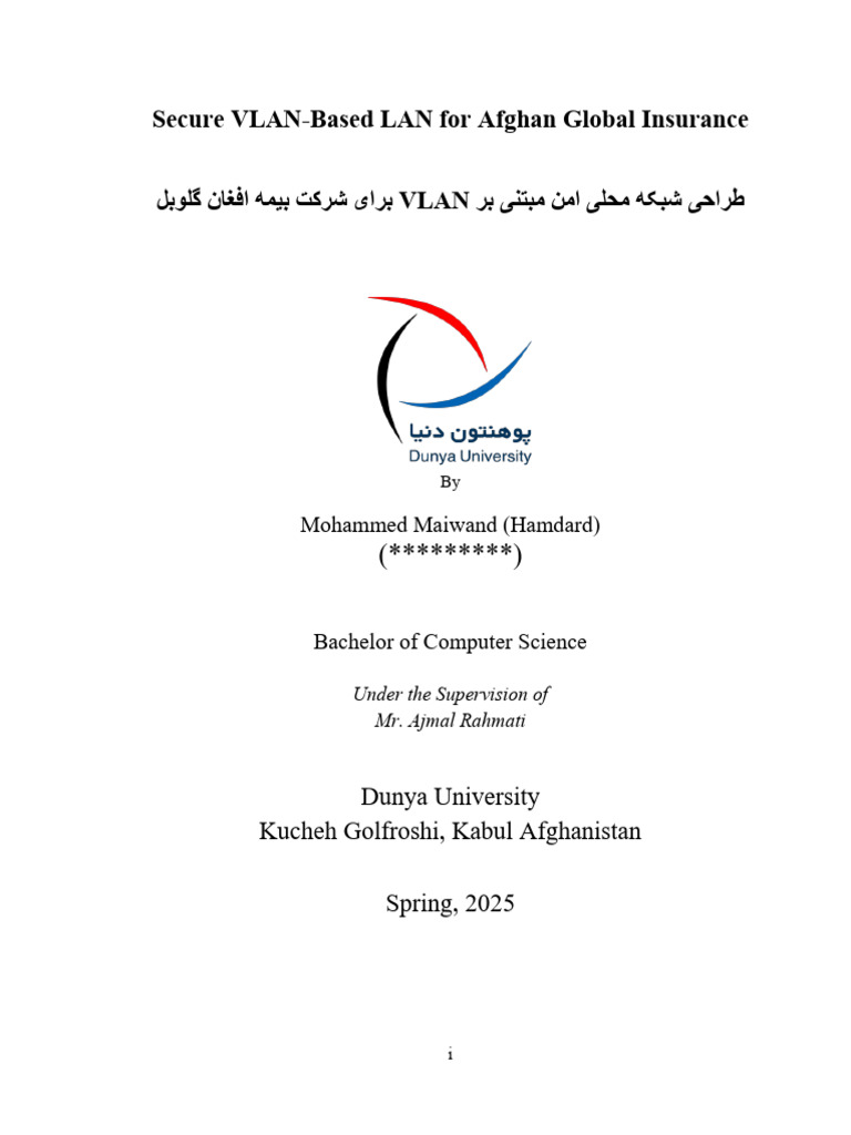 Secure VLAN LAN Design for Afghan Insurance | PDF | Computer Network ...
