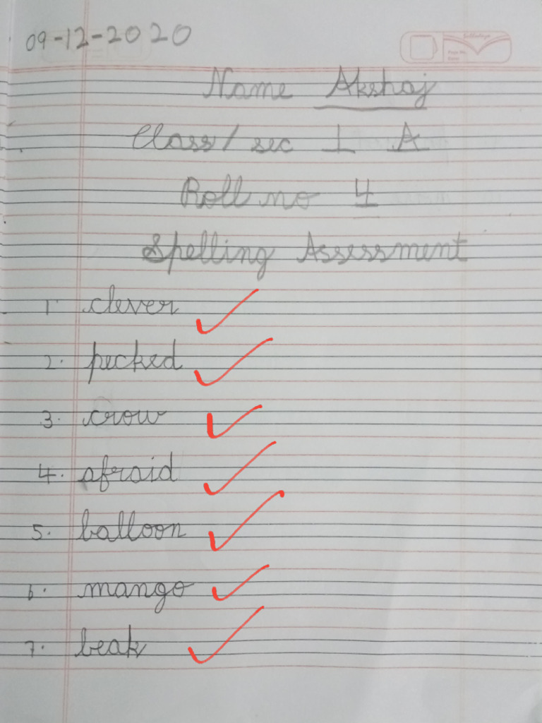 Akshaj 1a-4 Spelling Assessment | PDF