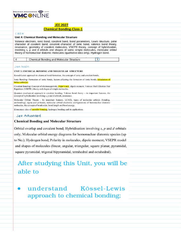 Chemical Bonding Class 1 | PDF