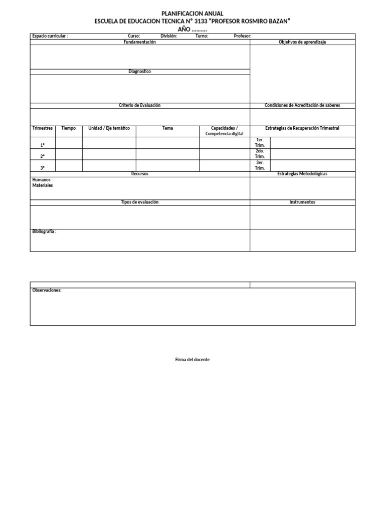 PLANIFICACION Modelo | PDF