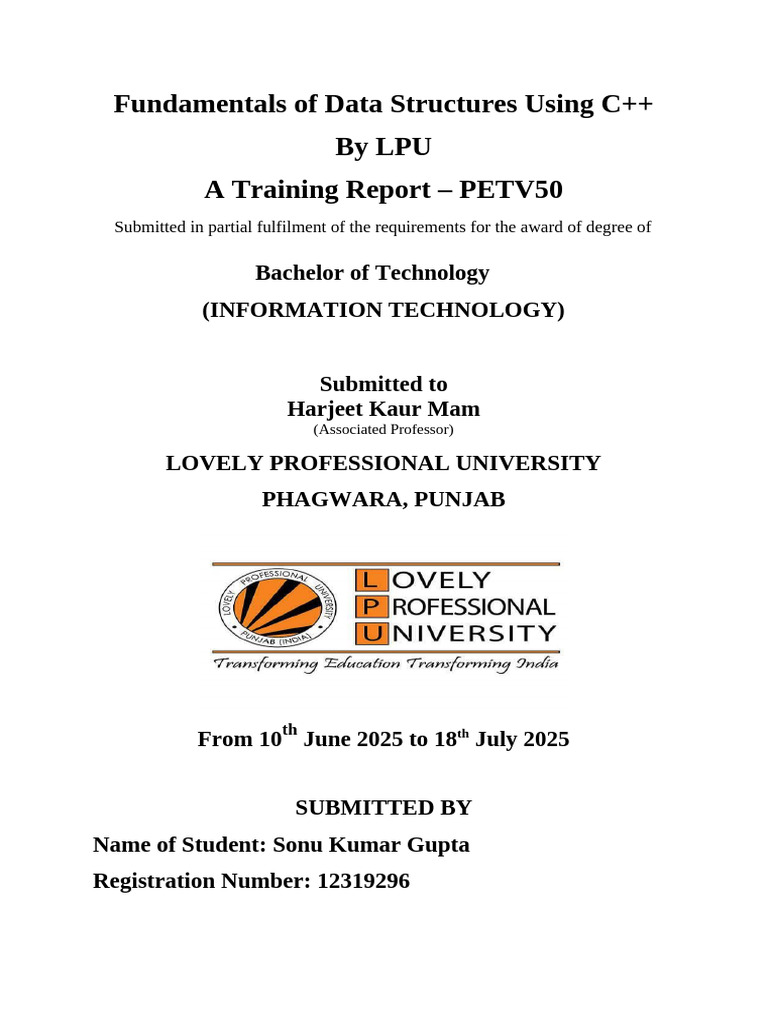 Sonu KR Gupta Summer Trainning Report | PDF | Computer Programming ...