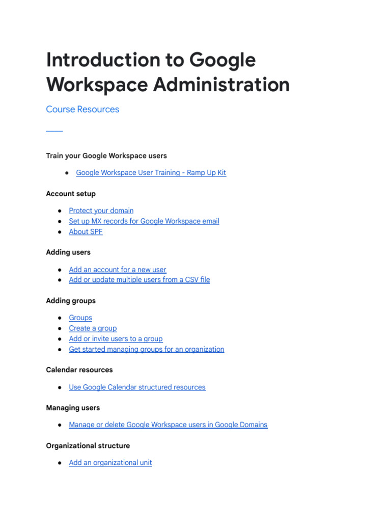 Google Workspace Course - Resources | PDF