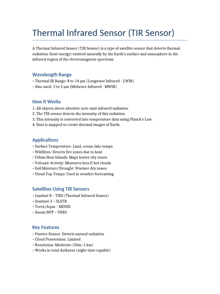 Thermal Infrared Sensor, (Keft, Writing) | PDF