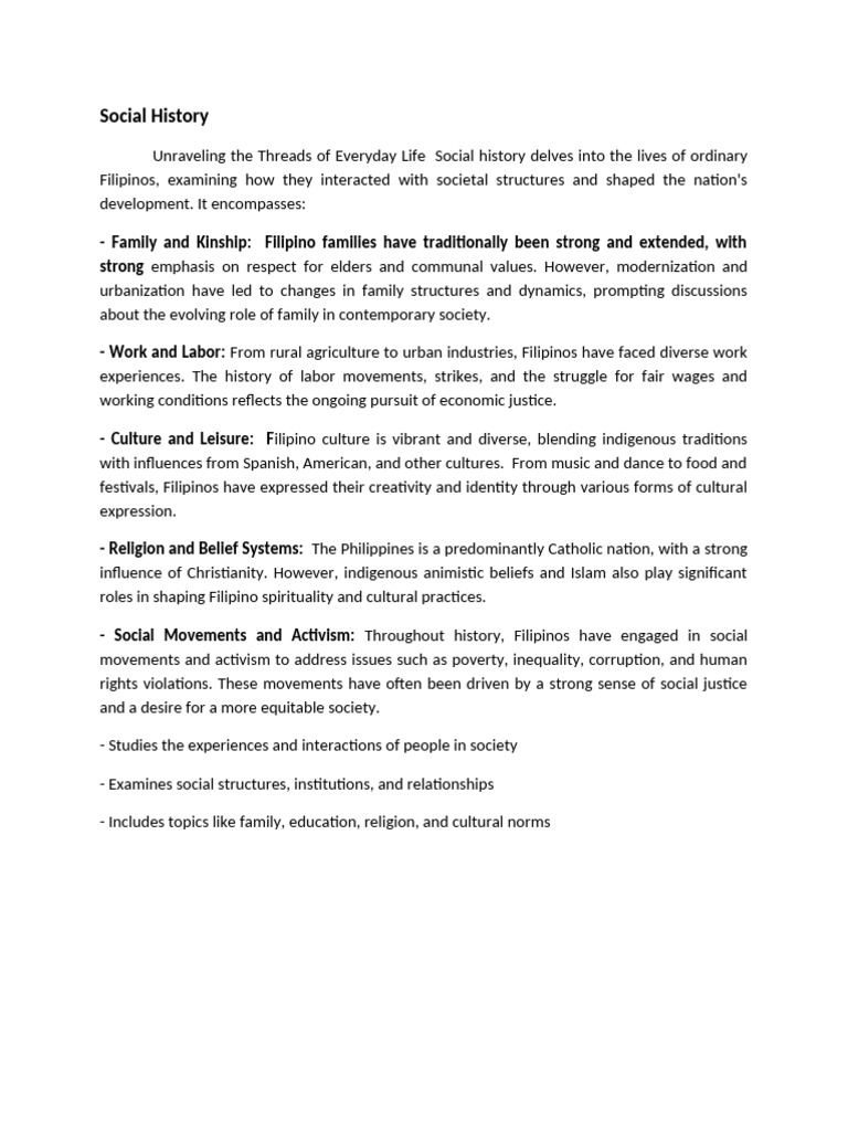 Filipino Social and Cultural History Insights | PDF | Philippines | Woman
