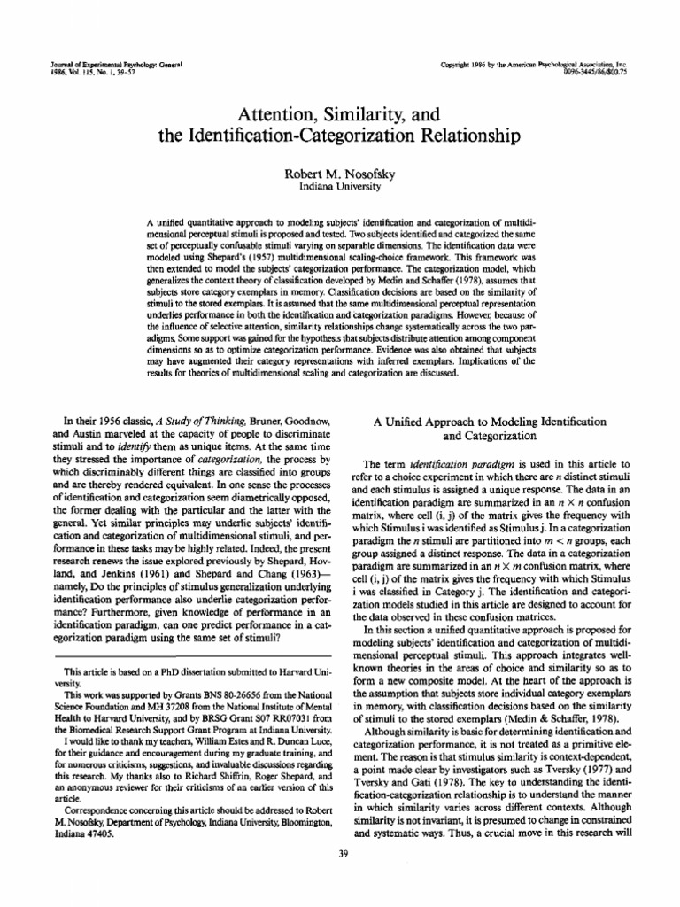 Identification-Categorization Model | PDF | Attention | Psychology
