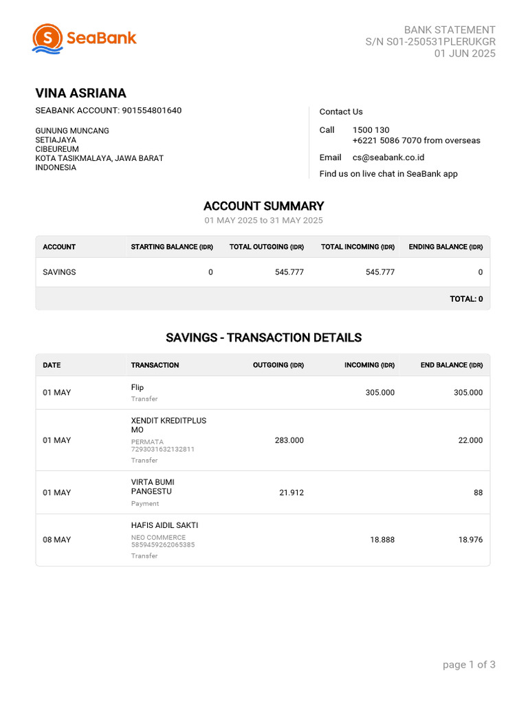 SeaBank May 2025 Account Statement | PDF | Economies | Money