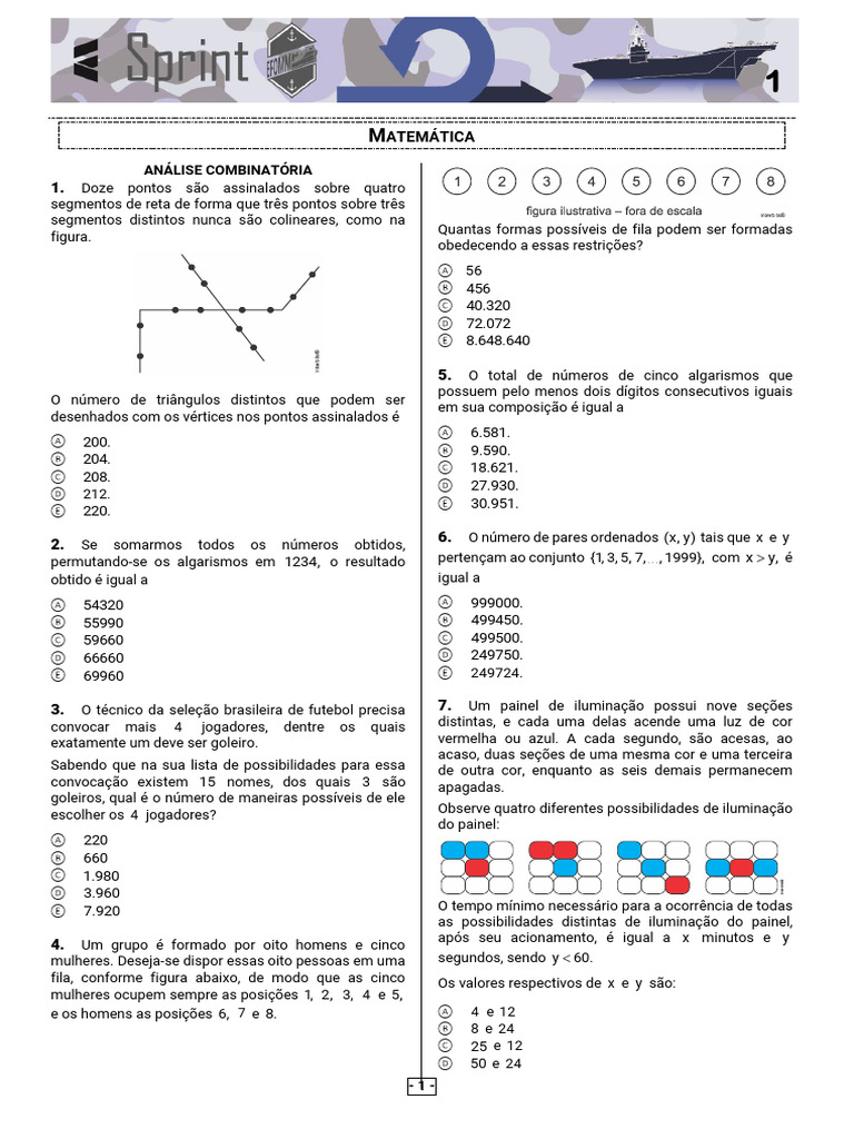 Sprint Efomm Matemática Lista 1 | PDF