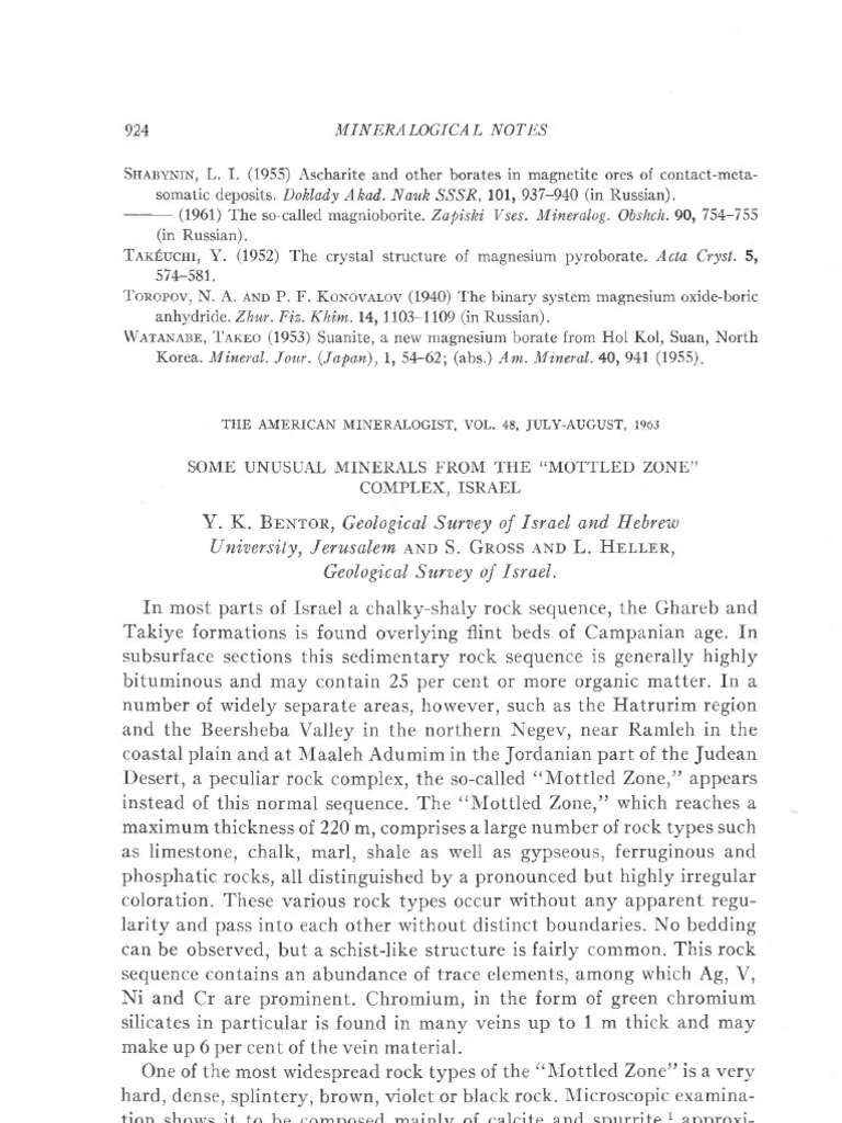 MINERALOGICAL INSIGHTS FROM THE "MOTTLED ZONE" ISRAEL COMPLEX | PDF ...