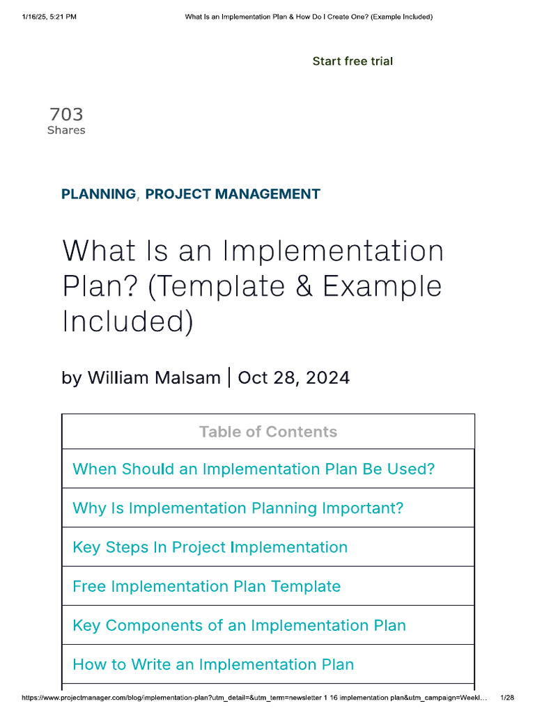 Pip Template Project Implementation Plan Pdf