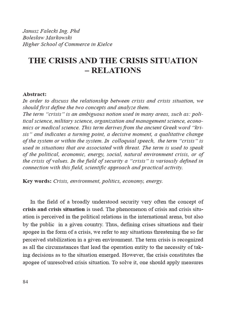 The Crisis and The Crisis Situation | PDF | Cognitive Science