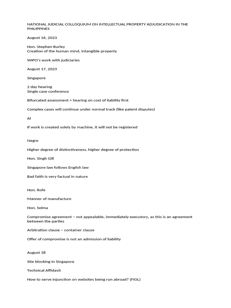 Intellectual Property Adjudication Insights | PDF