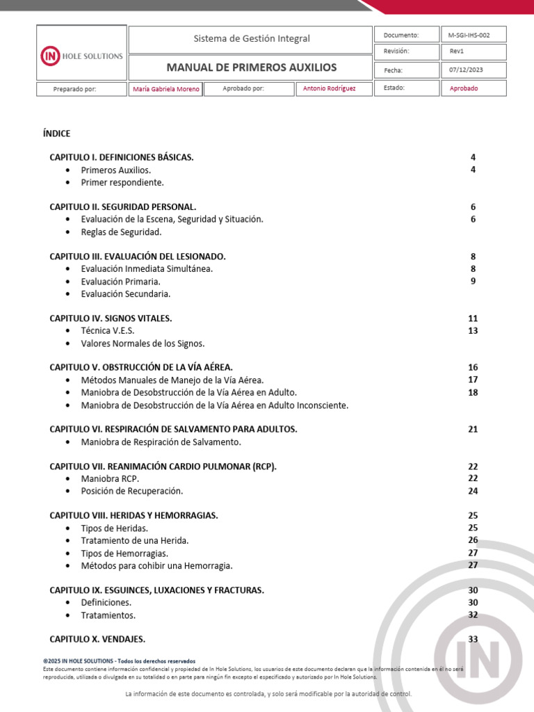 M-SGI-IHS-002 Manual de Primeros Auxilios | PDF | Primeros auxilios ...