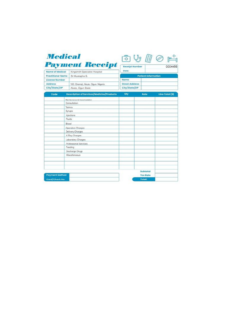 Medical Payment Receipt Template - 251628.jpg | PDF