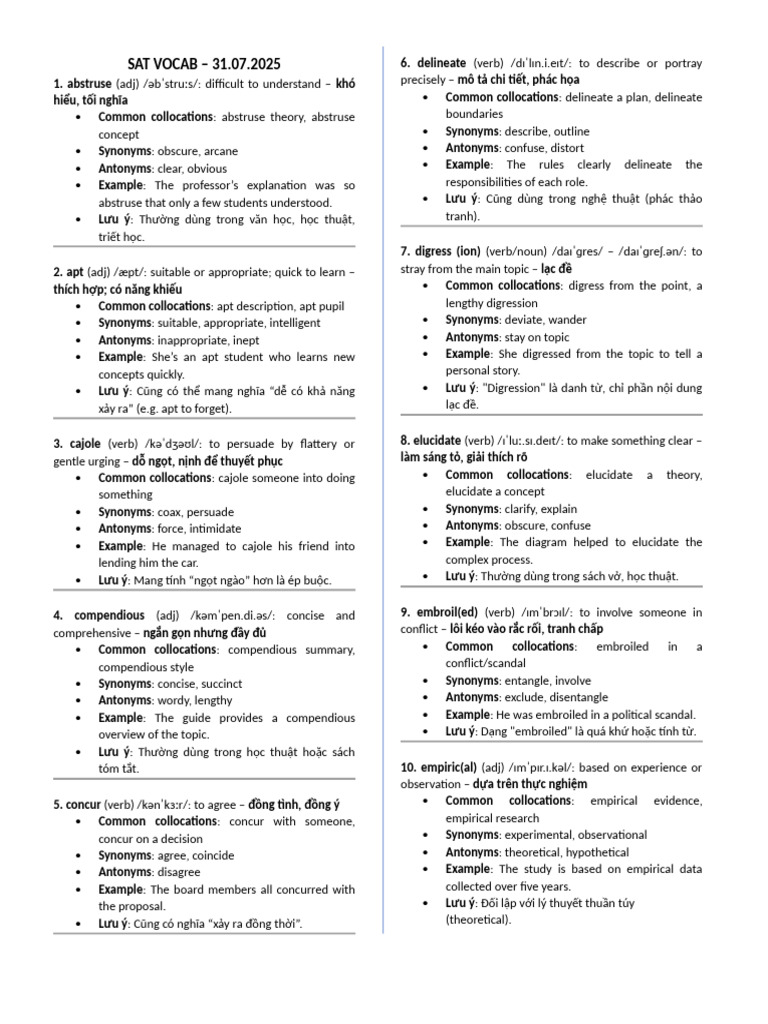 Sat Vocab | PDF