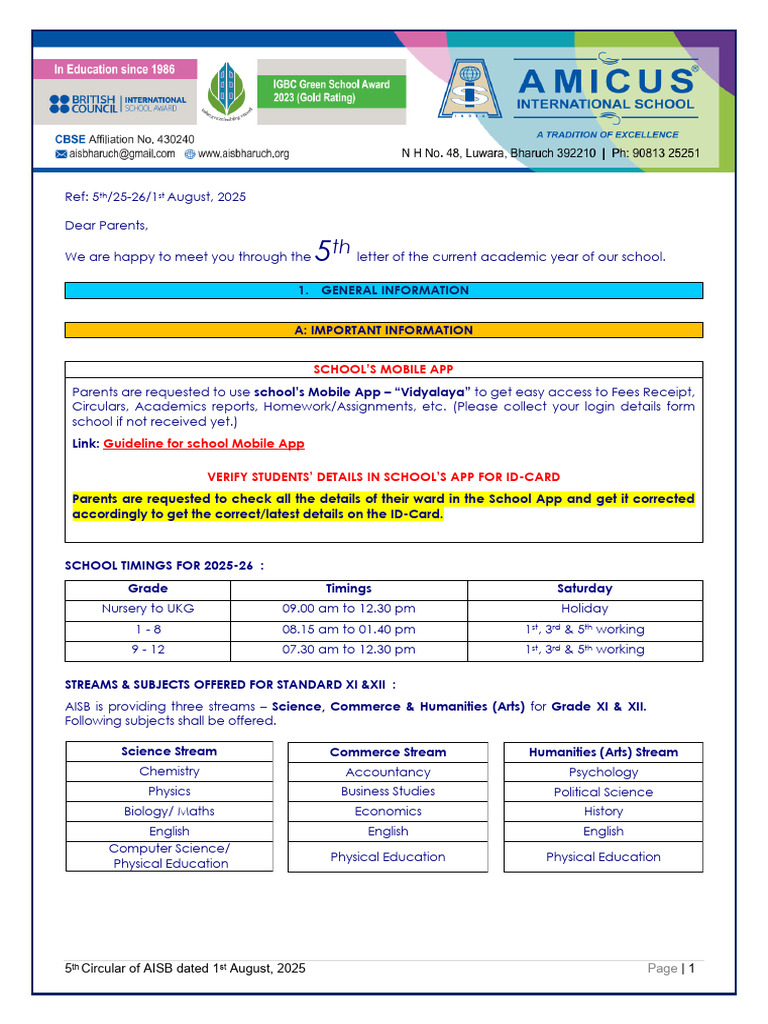 5th Circular of AISB Dated 1st August, 2025 | PDF | Gujarat