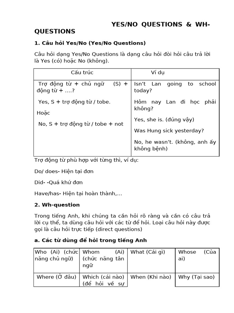 Yes/No Questions & Wh-Questions | PDF