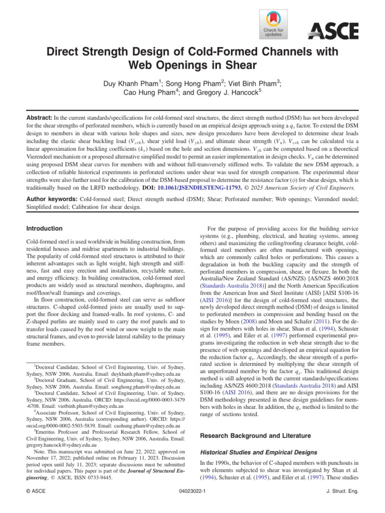 Direct Strength Design of Cold-Formed Channels | PDF | Buckling | Truss