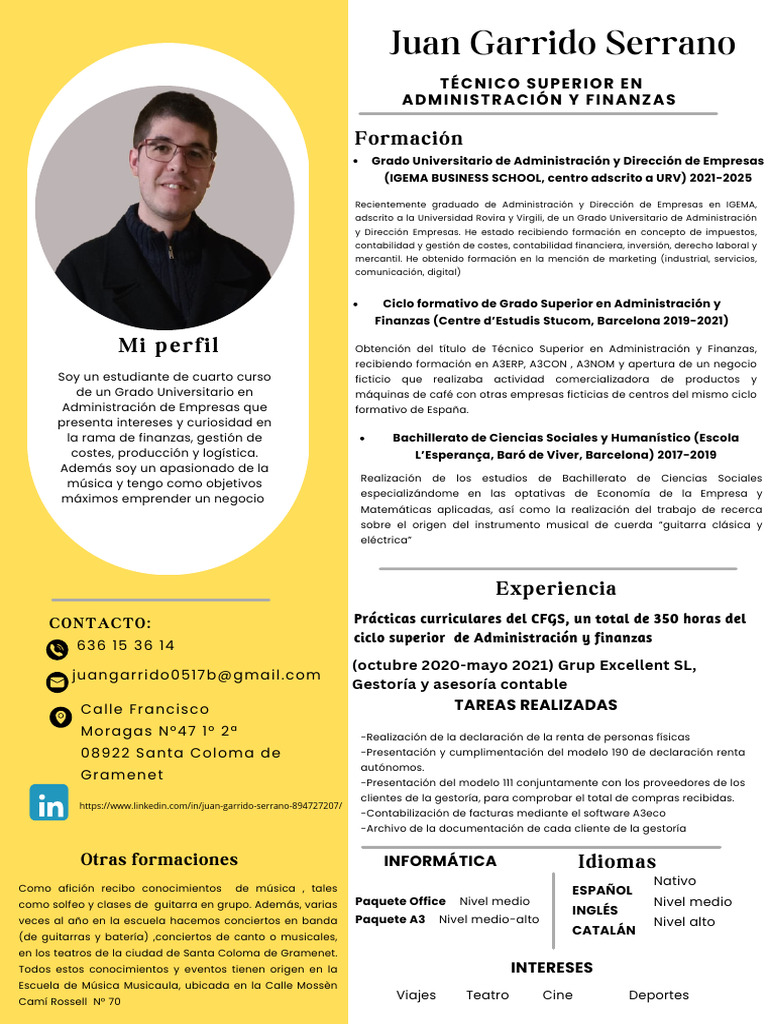 Currículum CV Juan Garrido Serrano | PDF | Business | Economias