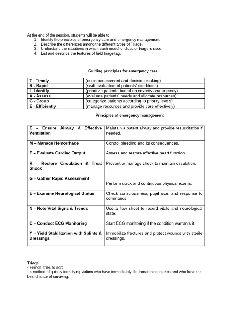 Disaster Triage Nursing Principles | PDF | Emergency Department | Emergency