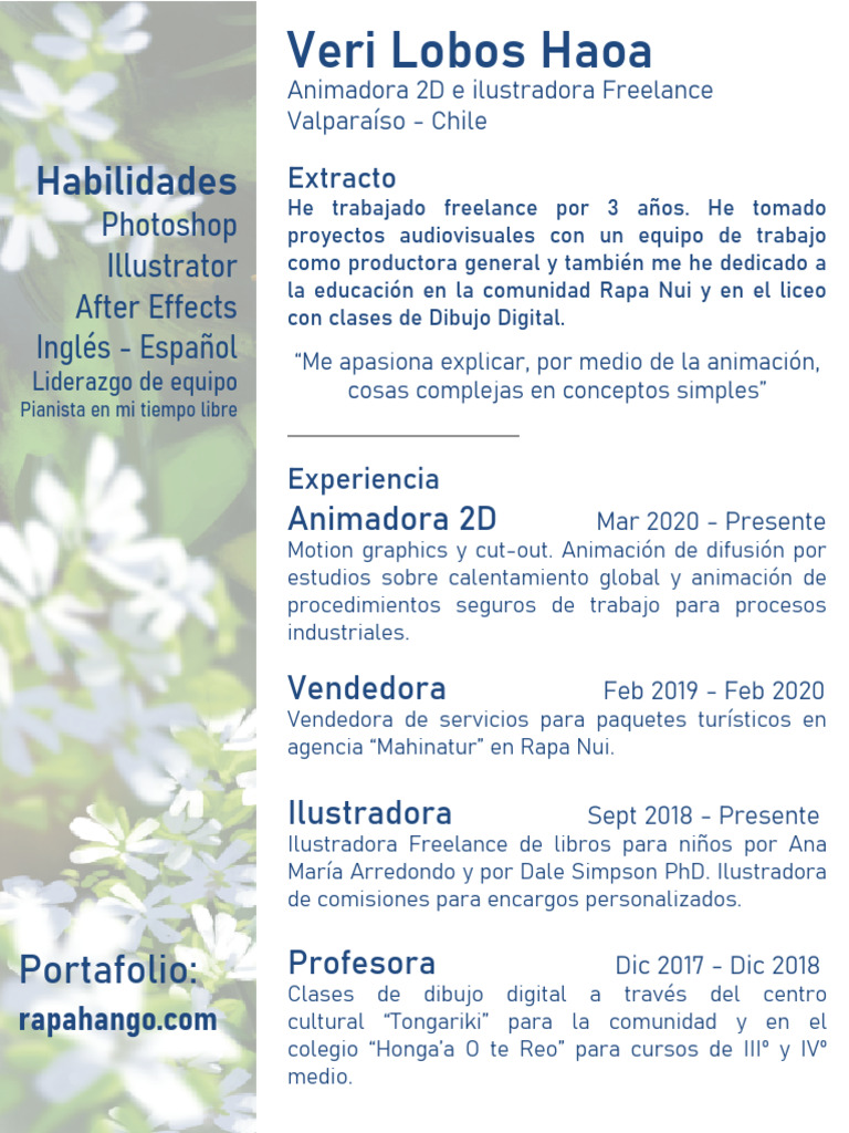 Animadora 2D y Freelance en Chile | PDF