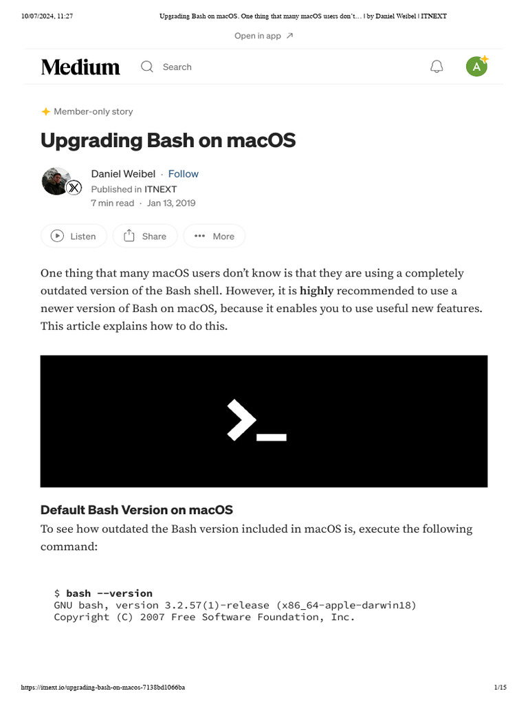 Upgrading Bash On MacOS. One Thing That Many MacOS Users Don't - by ...