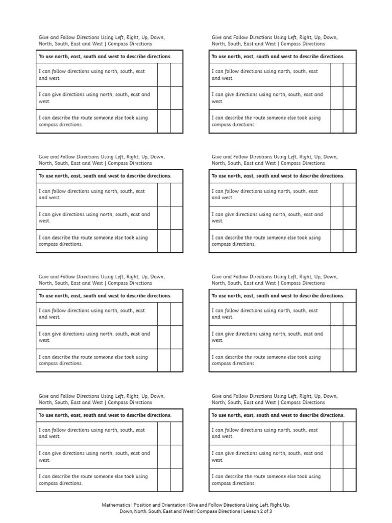 Success Criteria Grids Compass Directions | PDF | Magnetism ...