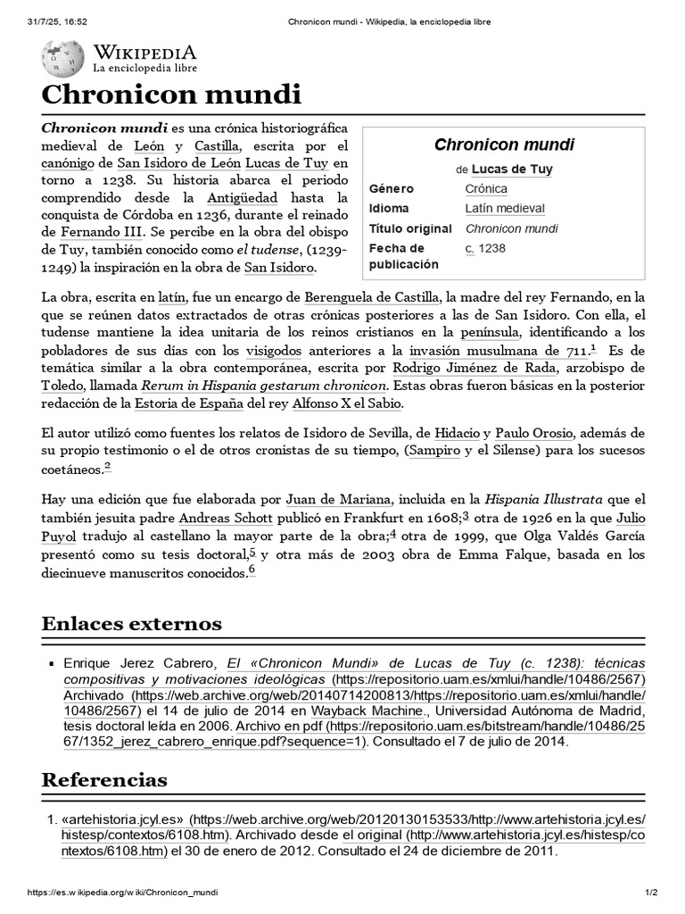 Crónica medieval: Chronicon Mundi | PDF