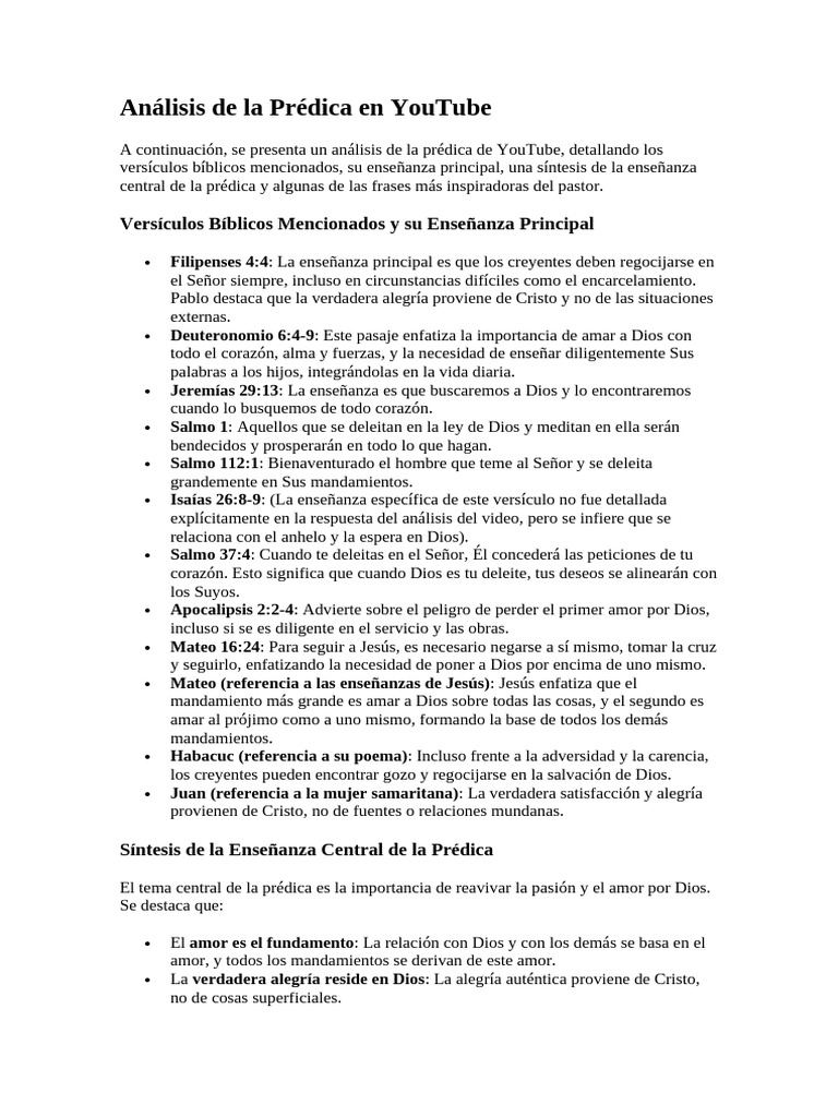 Análisis de La Prédica en YouTube | PDF | Amor | Cristo (título)