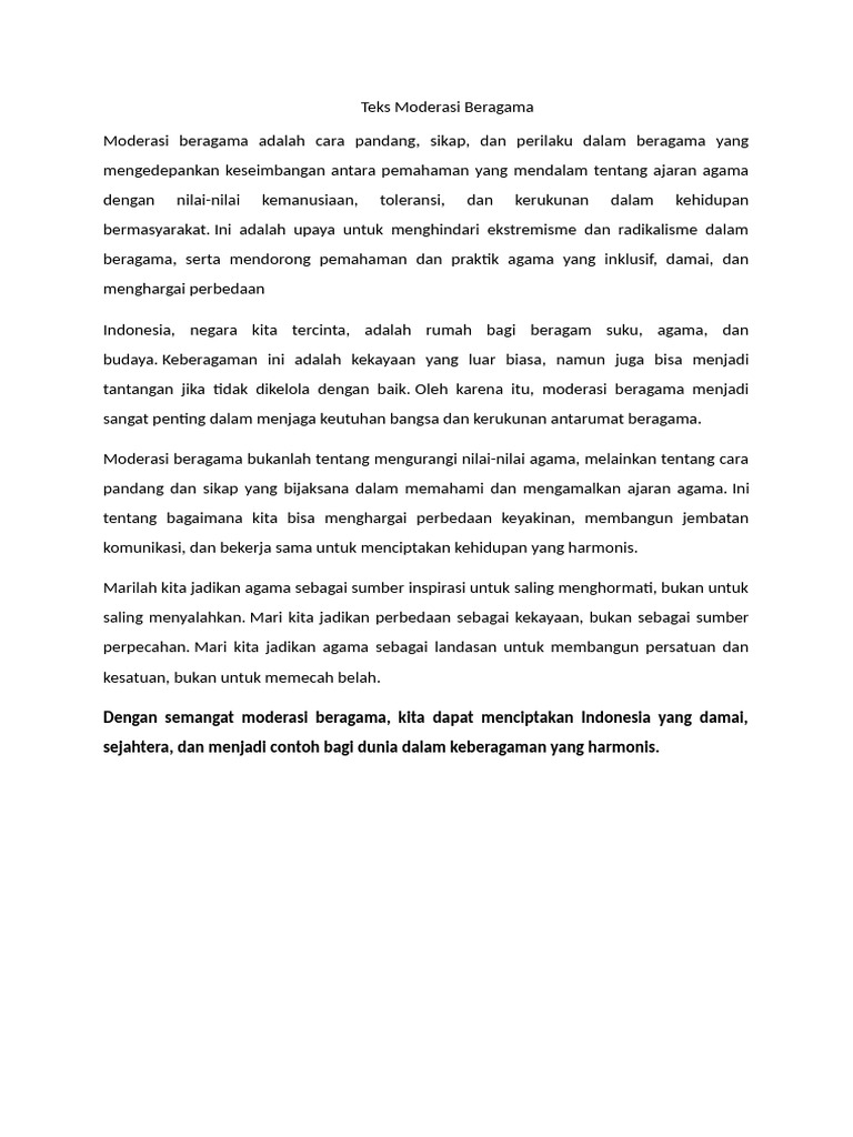Teks Moderasi Beragama (Danang Setyo P) | PDF