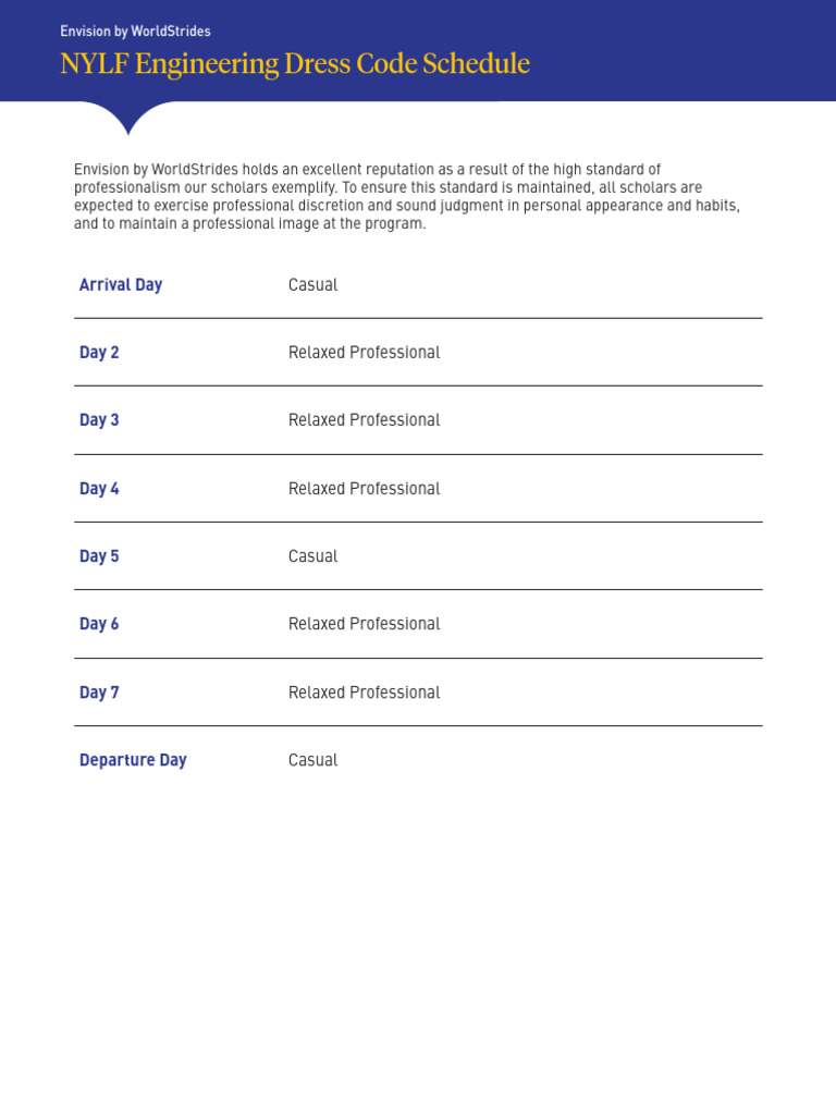 NYLF Engineering Dress Code Guide | PDF | Clothing | Fashion
