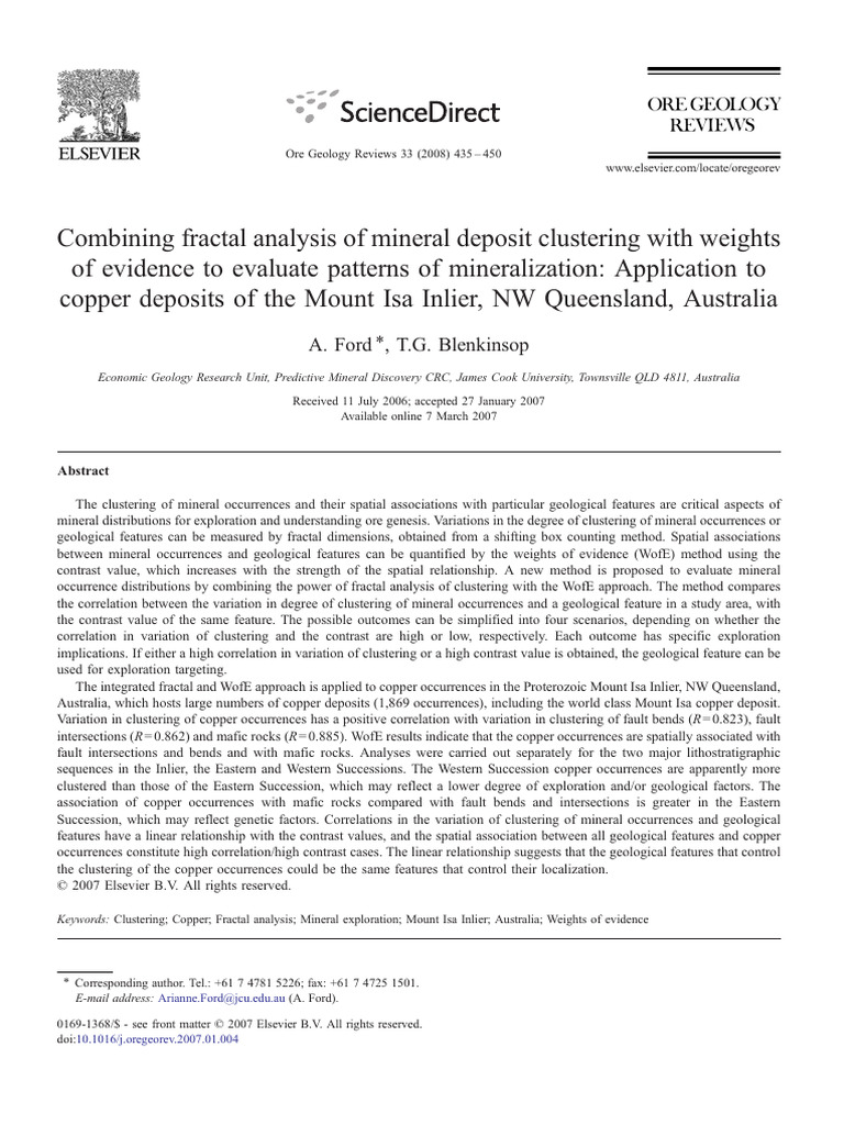 Combining Fractal Analysis of Mineral Deposit Clustering With Weights ...