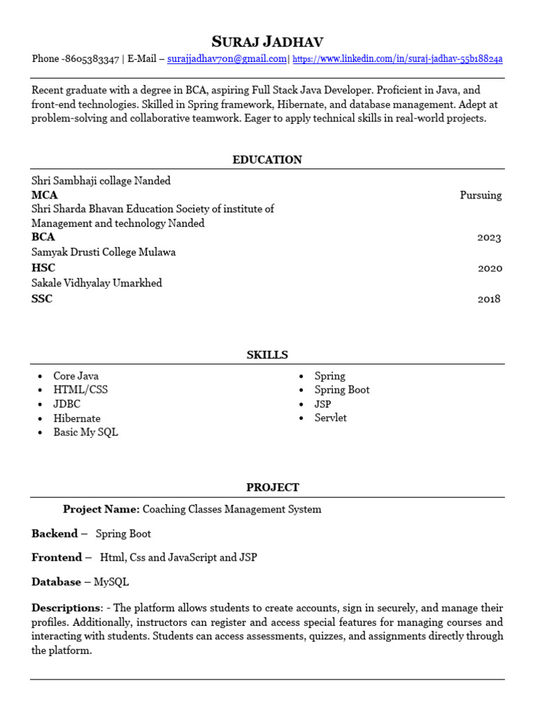 Suraj Resume Java | PDF