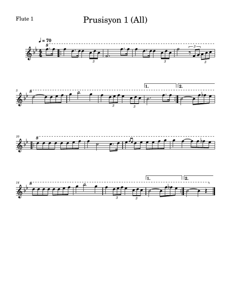 Prusisyon 1 Sheet Music for Winds | PDF | Woodwind Instruments ...