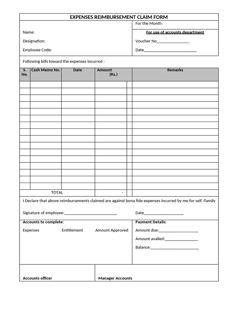 General Reimbursement Form | PDF