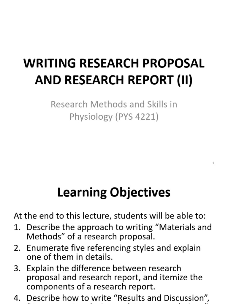 Lecture 4 - Writing Research Proposal and Research Reports (II) | PDF ...