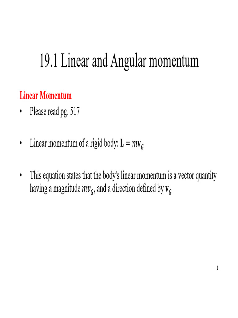 Linear and Angular Momentum Concepts | PDF | Rotation Around A Fixed ...