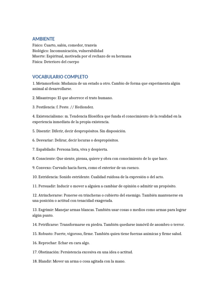 Apuntes Completos Vocabulario Ambiente | PDF