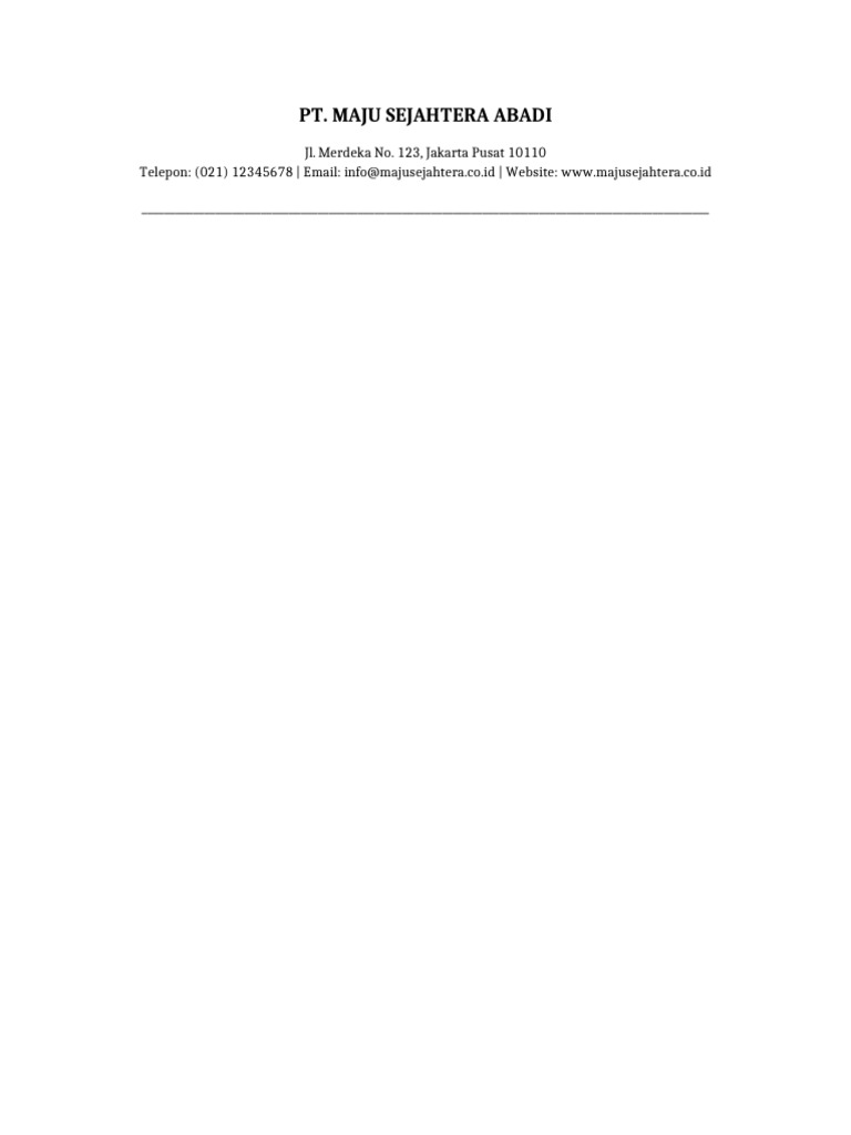 Kop Surat PT Maju Sejahtera Abadi | PDF