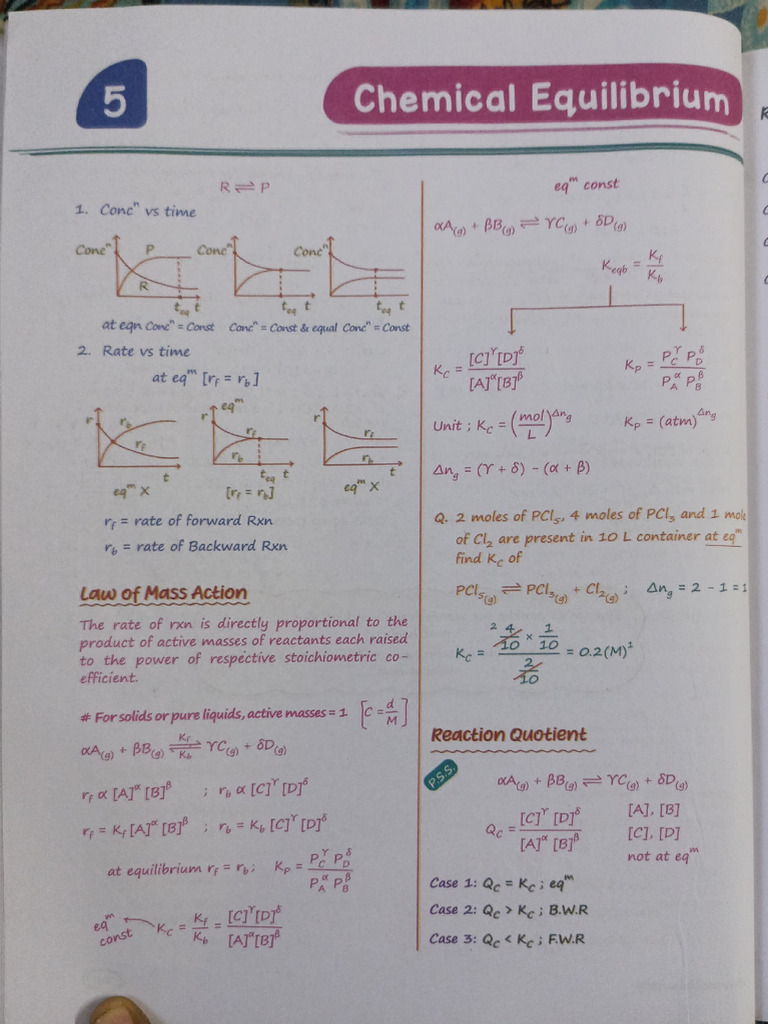Chemical Equilibrium Short Notes | PDF