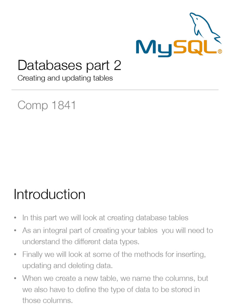 Creating and Updating Tables | PDF | Table (Database) | Data Management Software