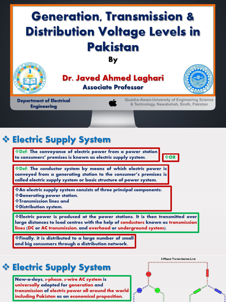 EPT Lecture 3 Generation, Transmisison Voltage Levels | PDF | Electric ...