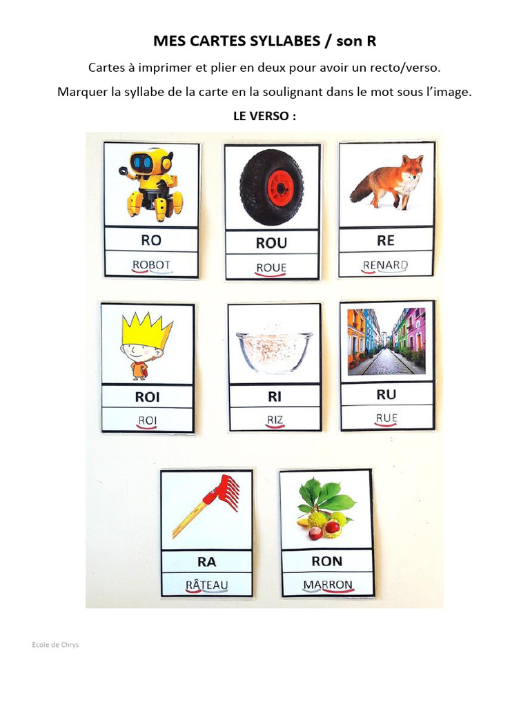 Cartes syllabes pour l'école de Chrys | PDF