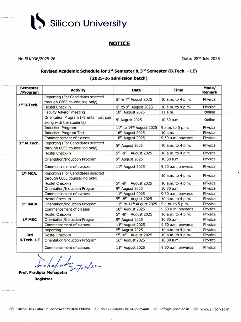 Revised Academic Schedule 1 | PDF