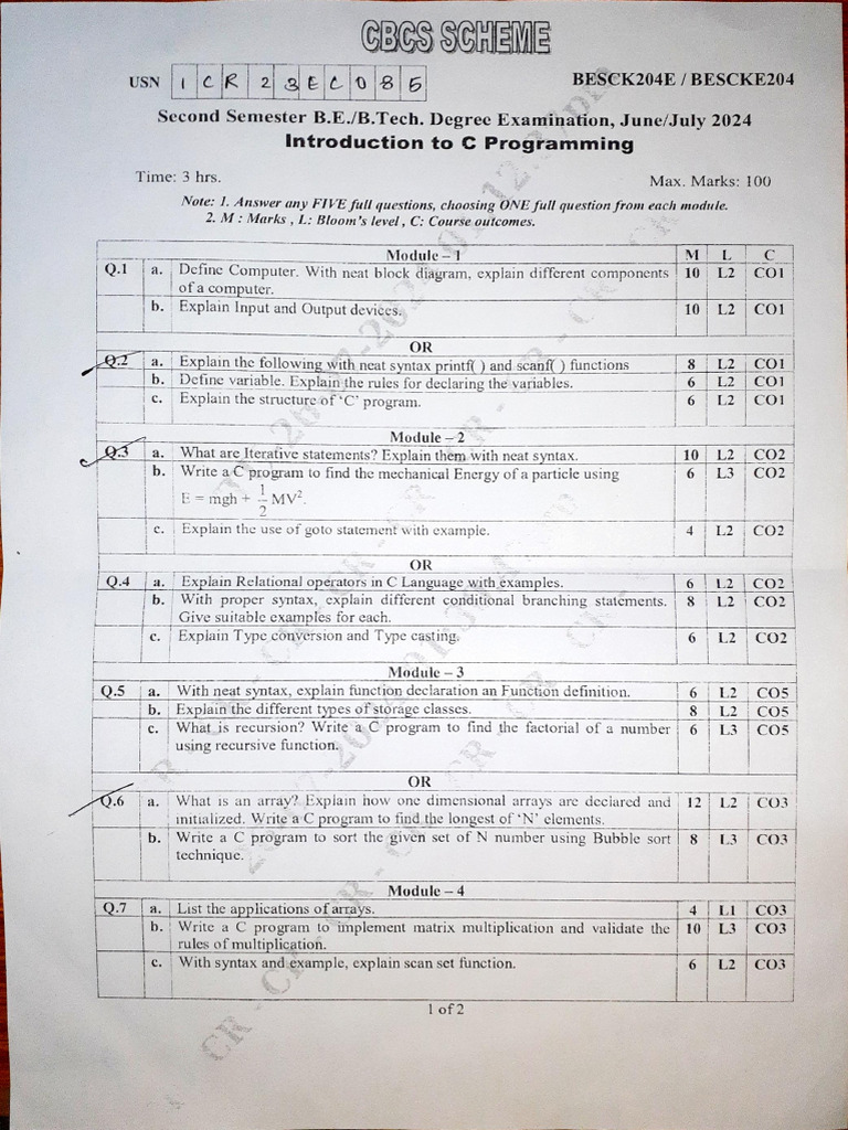 Introduction To C Programing | PDF