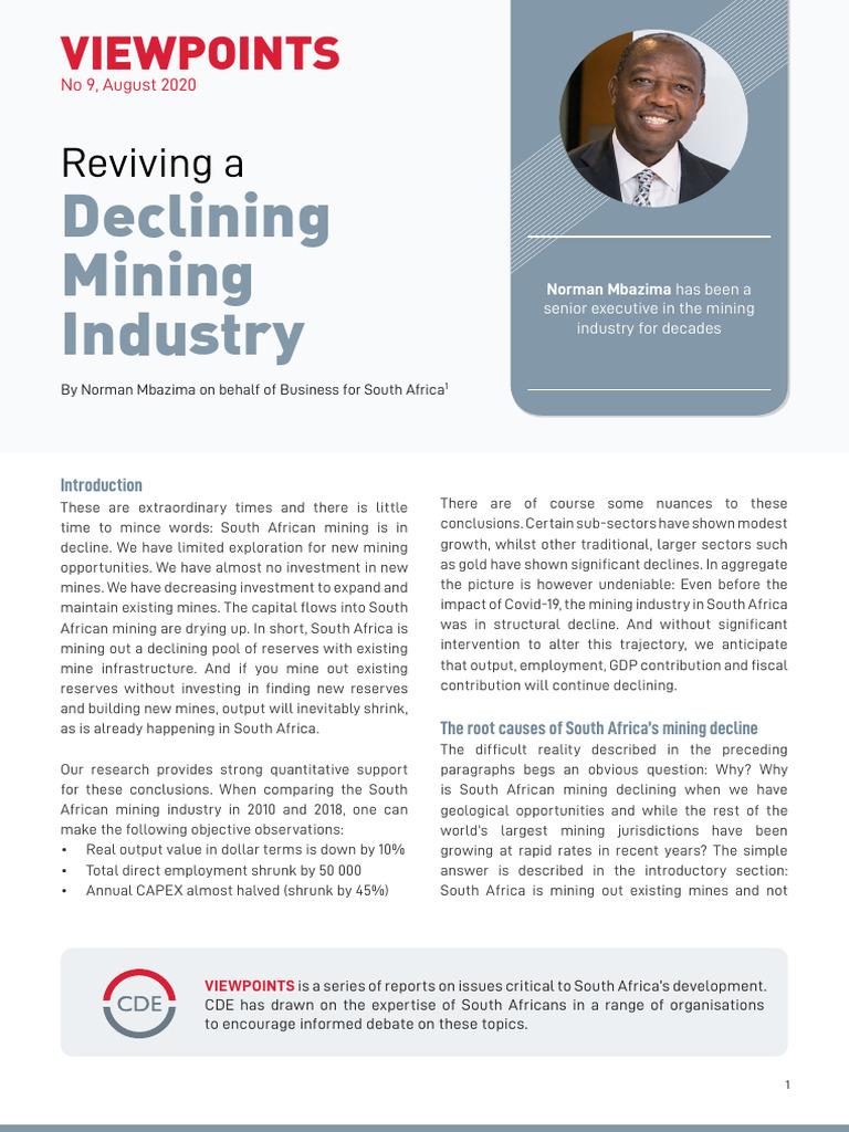 Viewpoints Reviving A Declining Mining Industry Norman Mbazima | PDF ...