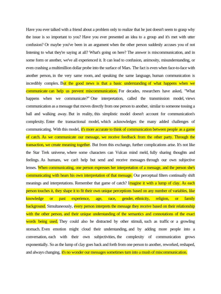 Understanding Miscommunication Dynamics | PDF | Communication | Perception