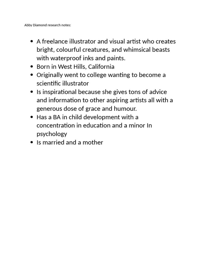 Abby Diamond: Artist Overview and Facts | PDF