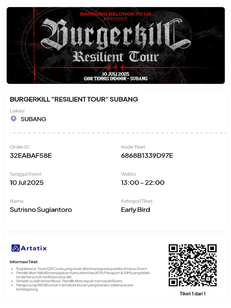 E-Tiket Event Burgerkill " Resilient Tour&Quot Subang | PDF